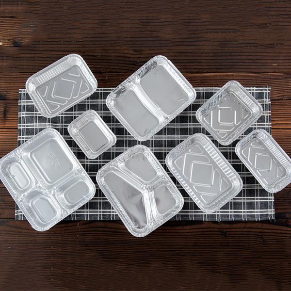 Quality Highly Durable Pulp Moulding 4-grid Aluminum Foil Lunch Box for Reusable for sale