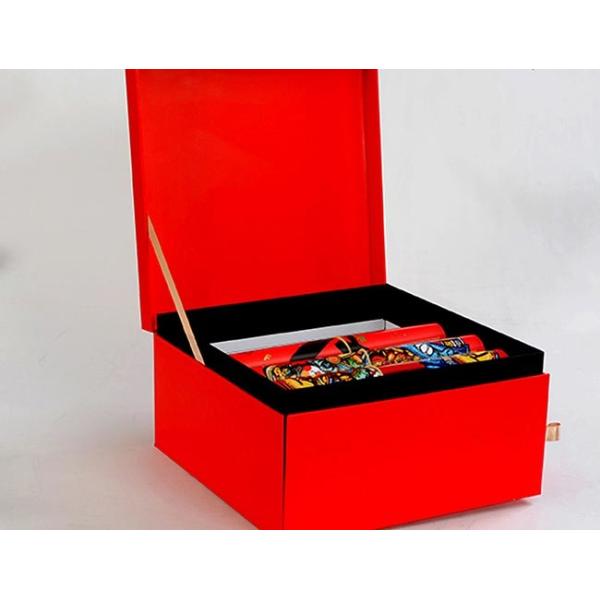 Quality Luxury Rigid Slide Cardboard Drawer Gift Box Black And Red With Foam Insert for sale