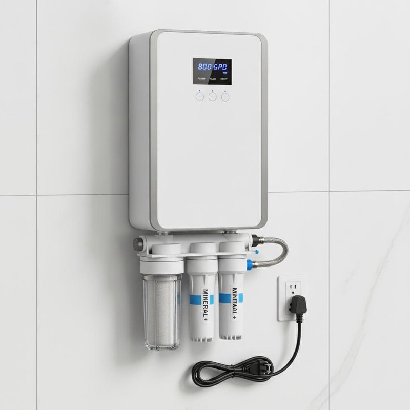 Quality Compact Reverse Osmosis Water Treatment System 800 GPD Alkaline Mineral Filter Wall Mounted Design 110V 60Hz for sale