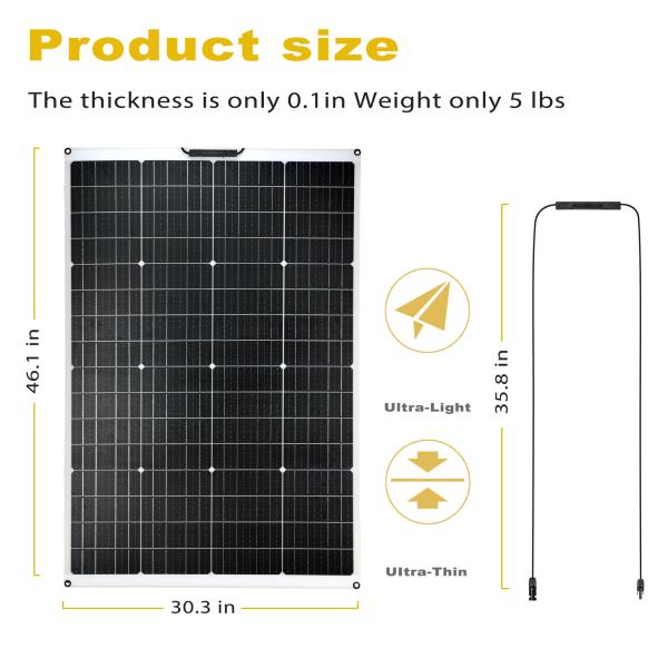 Quality 175W Waterproof Flexible Monocrystalline Solar Panel For Curved Flexible for sale