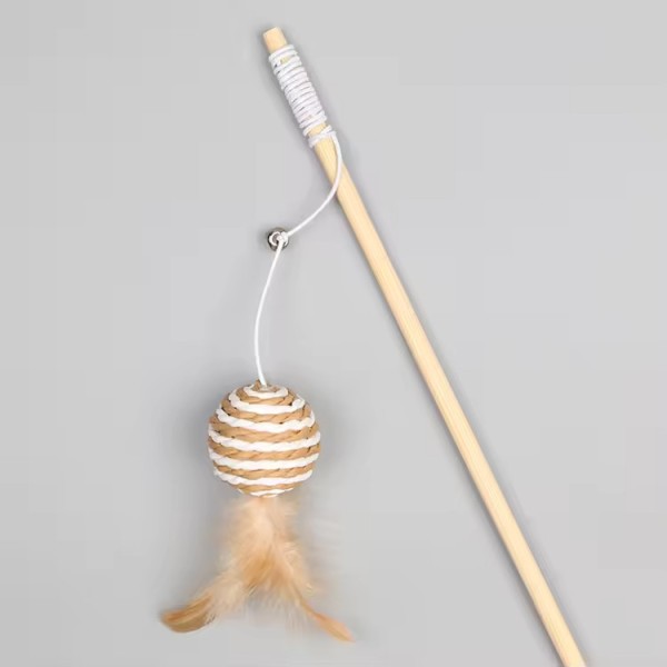 Quality Linen Feather Pet Training Products Interactive Cat Toy Teaser Multiple styles for sale