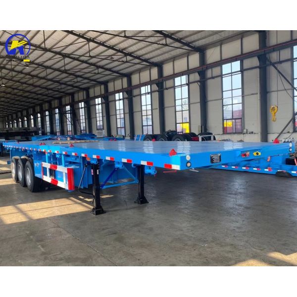 Quality Wabco Valve Tri-Axle 40FT 20FT Flatbed Container 60 Tons Truck Flatbed Vehicle Trailer for sale
