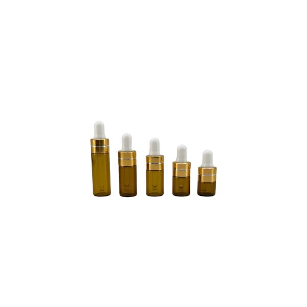 Quality 1ml 2ml 3ml 5ml Glass Amber Dropper Bottle Customizable Empty Serum Bottle With for sale