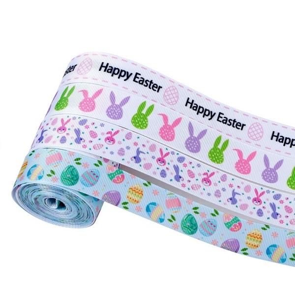 Quality Sustainable MSD Custom Spring Easter Day Bunny Egg Stripe Printed Ribbon for Hair bow for sale