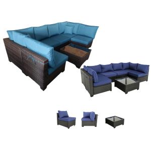 Quality Garden Furniture Rattan Sofa Set Rope Outdoor Leisure Sofa Set Black Wicker for sale