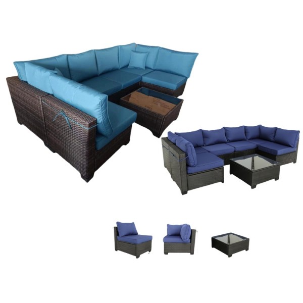 Quality Garden Furniture Rattan Sofa Set Rope Outdoor Leisure Sofa Set Black Wicker Setsrn Set for sale
