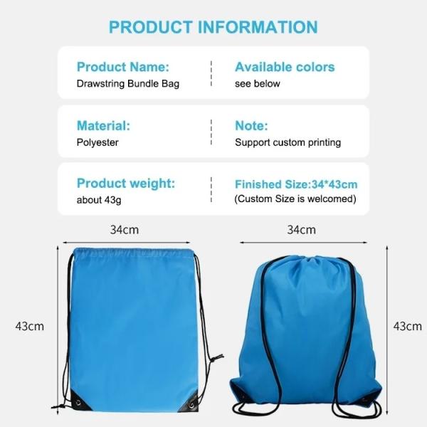 Quality School Bag Trolley Custom Logo Nylon Draw String Backpack with Waterproof for sale