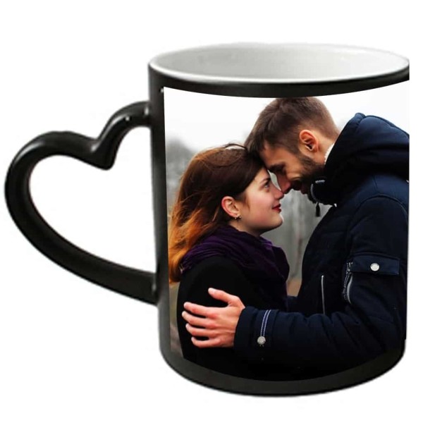 Quality 11oz Heart Sublimation Coated Ceramic Magic Mugs Semi-Glossy Color Change for sale