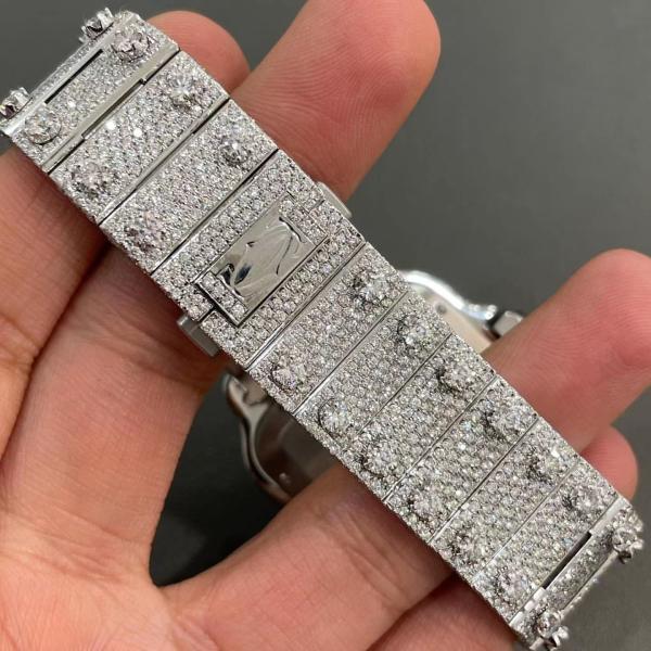 Quality Miami Cuban Santos Watch Diamonds Bling Luxury VVS Watch for sale