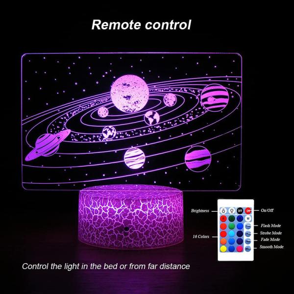 Quality DC5V 3W 3D LED Night Light 16 Colors Galaxy Night Light Solar System for sale