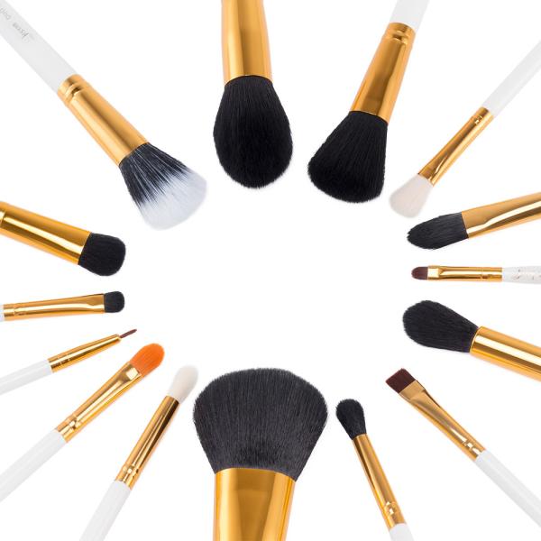 Quality White Gold Jessup 15 Pcs Makeup Brush Set dense Handcrafted for sale