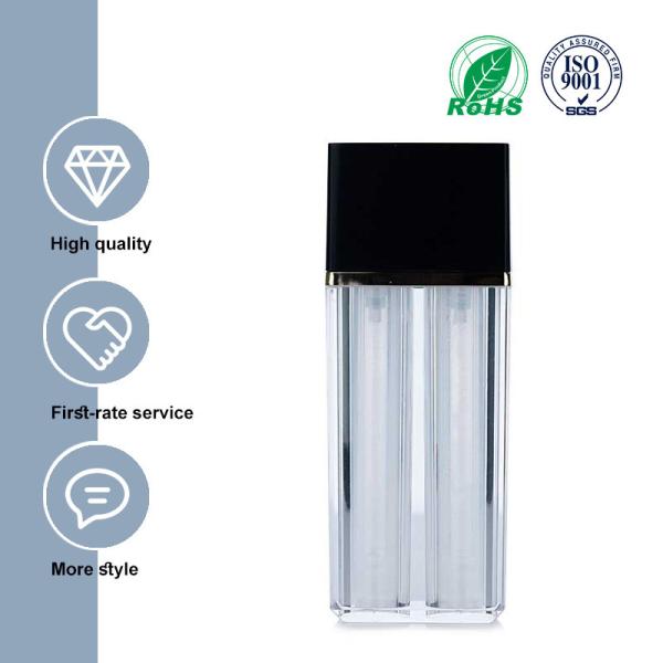 Quality 40ml Plastic Transparent Rectangle Clear With Black Lid For Empty Airless pump for sale