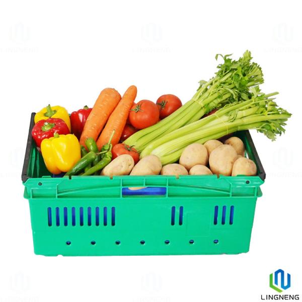 Quality 48L Nestable Plastic Crates , Stackable Plastic Harvest Crates for sale