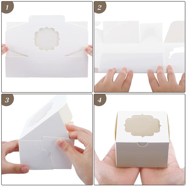 Quality 4 Inch White Custom Cake Box Window For Cupcakes Candy Chocolate Strawberries for sale