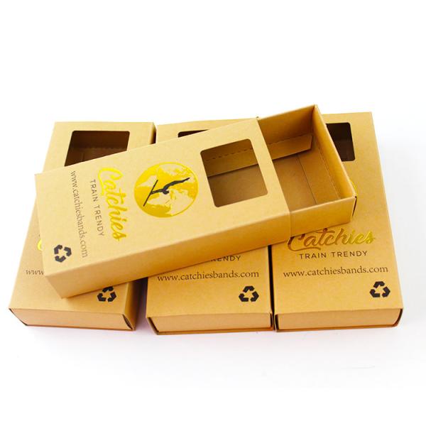 Quality Ecological Square Sliding Kraft Packaging Box With Windows for sale