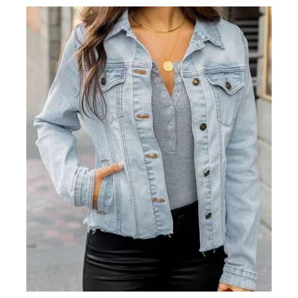 Quality Women Denim Jeans Jacket Trend Slim Fit Jeans Jacket Casual Denim Blouse 65 for sale