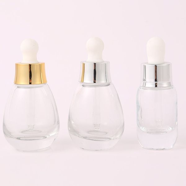 Quality Antique 1oz 2oz Empty Dropper Bottles Glass With Silver Or Golden Caps for sale