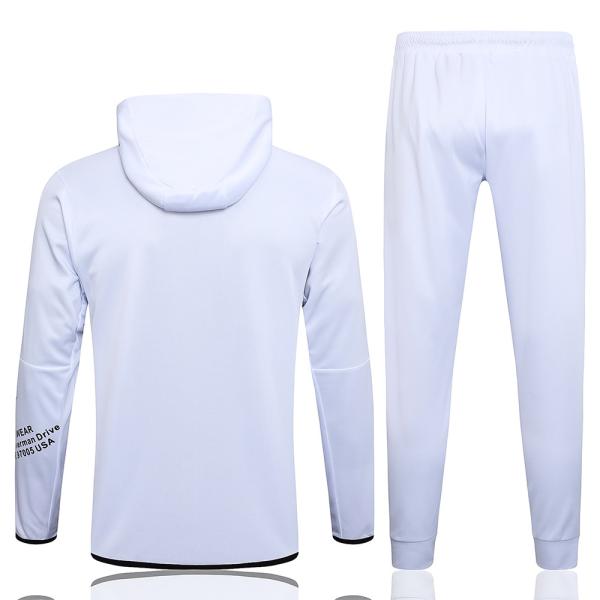 Quality Plain White Full Football Tracksuits Long Drawstring Hooded Football Training for sale