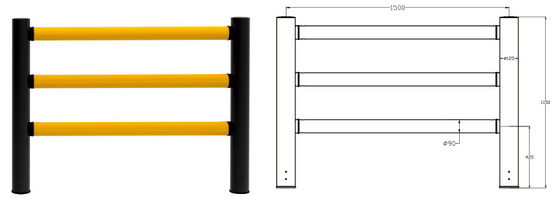 Flexible Pedestrian Barrier  Anti-Collision Guardrails Warehouse Safety Barrier Traffic Guardrails