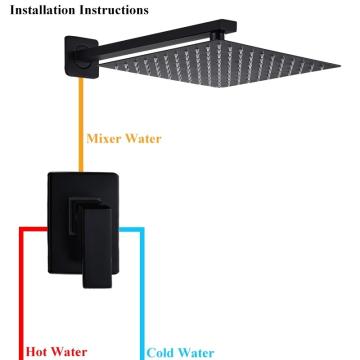 Quality Luxury Rain Bathroom Shower Faucet Matte Black Shower Mixer Set for sale