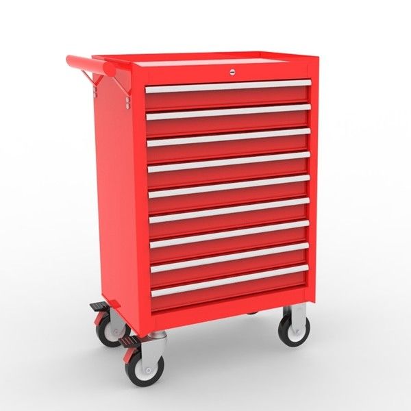 Quality Powder Coated Mobile Pulling Handle 9 Drawer Top Tool Chest for sale