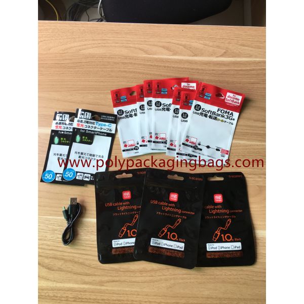 Quality Dustproof Plastic Zipper Pouch For Iphone Earphone Charger Cable With Hand Hole for sale