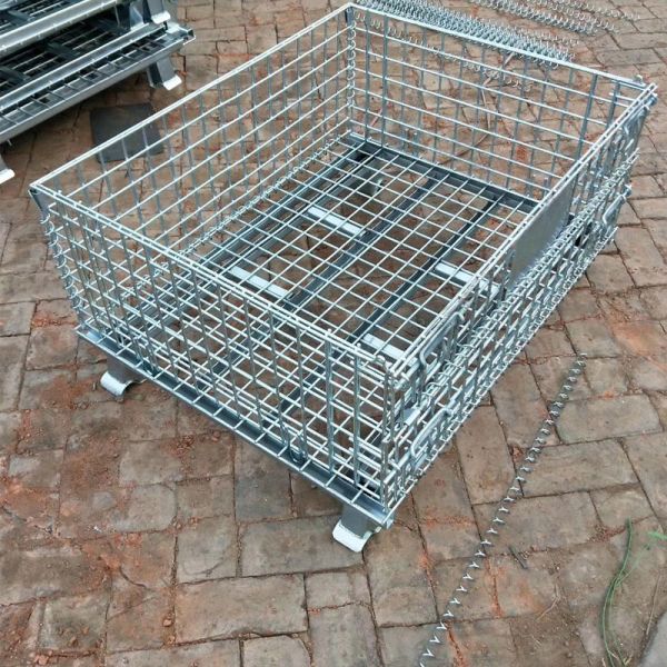 Quality Industrial Storage folding Wire Container Cage Metal Bin For Sale Stackability for sale