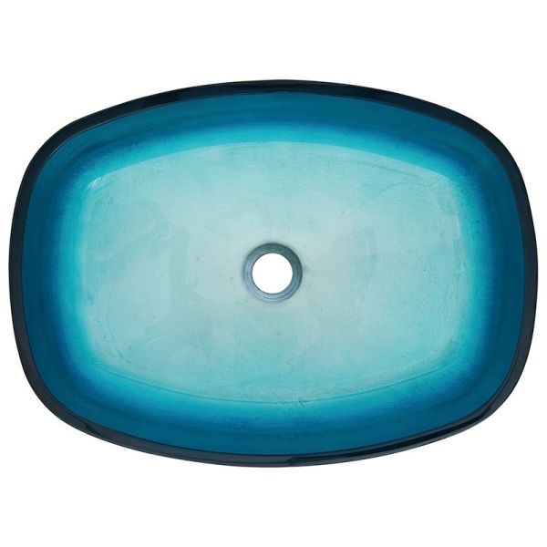 Quality Sky Blue Handmade Rectangular Vessel Sinks Tempered Glass 12mm for sale