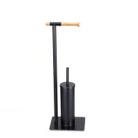 Quality 21*18*67cm Durable Type Bathroom Stand Steel Bamboo Toilet Paper Holder and for sale