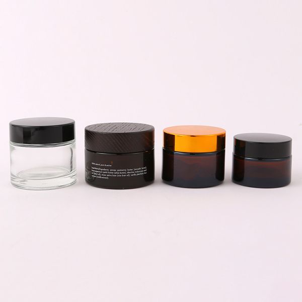 Quality Straight Side Cosmetic Bottle Packaging 1 oz 2oz 4oz Clear Glass Cream Cosmetics Jar for sale