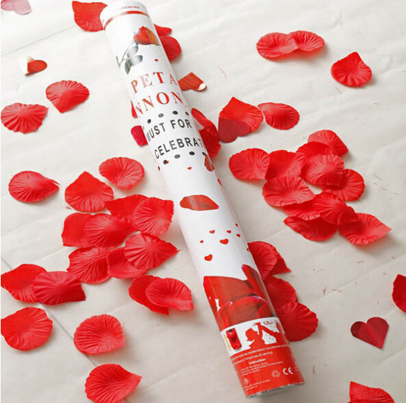 Quality 30cm Wedding Party Confetti Cannon Popper Red Heart Rose Petal for sale