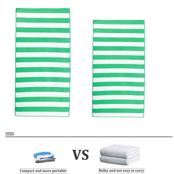 Quality Microfibre Sublimation Beach Towels Green And White Striped for sale