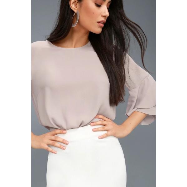Quality Guangzhou Ladies Clothing Three Quarter Tiered Sleeves Top for sale