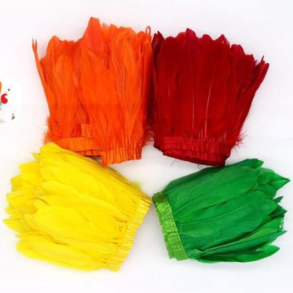 Quality Dress Decoration Goose Feather Fringe Trim with Satin Ribbon Tapes and Dyed for sale