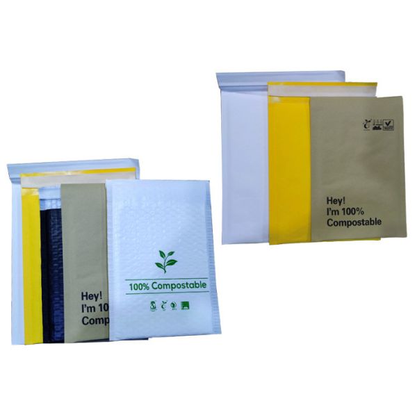 Quality EcoMailer OEM Plastic Free Packaging 100% Biodegradable Kraft Bubble Mailers for sale