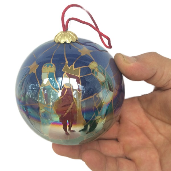 Quality Custom Gold Foil Logo Christmas Glass Ball Ornaments Internally Hand-Painted, Luxury Corporate Gift Holiday Decor Bulk Wholesale for sale