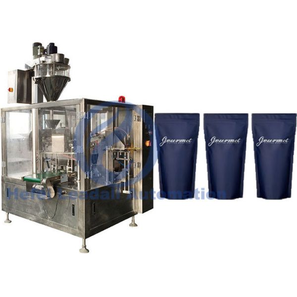 Quality 2KW Premade Pouch Filling Sealing Machine For Silicon Metal Powder Or Brown Fused Alumina for sale