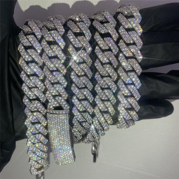Quality Flawless Moissanite Hip Hop Chains Custom Stamped American Diamond Necklace for sale