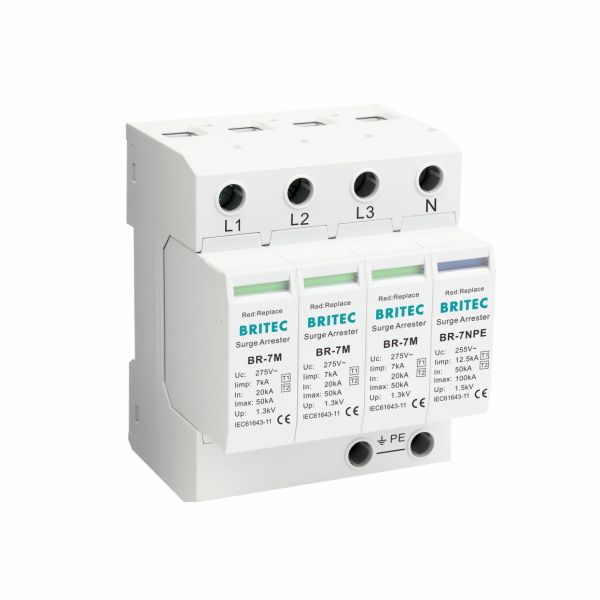 Quality AC Surge Protector Protection AC SPD 3P+NPE 275V Iimp:7kA House Lightning Protective Low-Voltage Arrester Device for sale