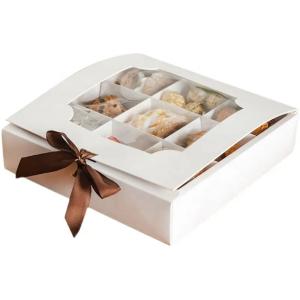 Quality Eco Friendly Clear Lid Custom White Paper Donut Dessert Packaging Box With Grid for sale