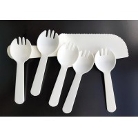 Quality OEM PLA Disposable Plastic Cutlery Packs Flatware Cutlery Sets Flight Spoon Fork for sale