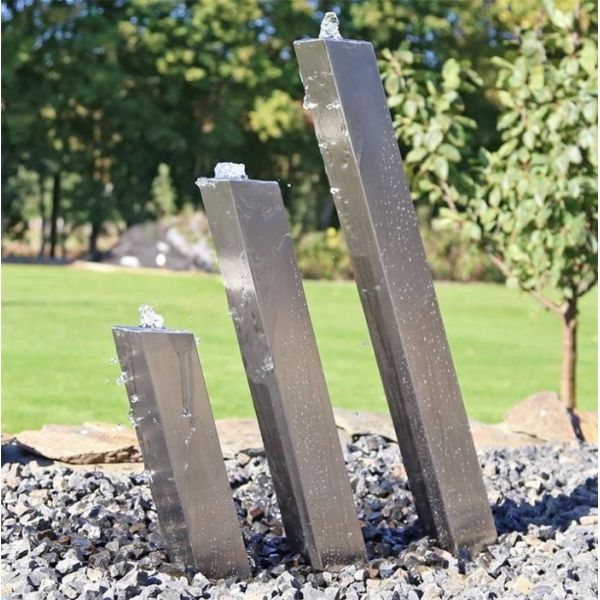 Public Decorative Brushed Finish Stainless Steel Square Column Water ...