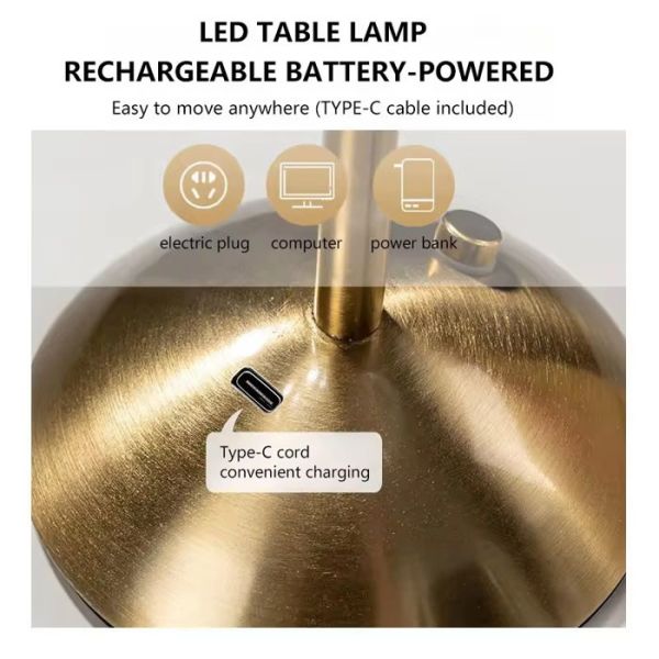 Quality Crystal LED Table Lamp Type C USB 5V Rechargeable Touch Three Color Table Lamp for sale