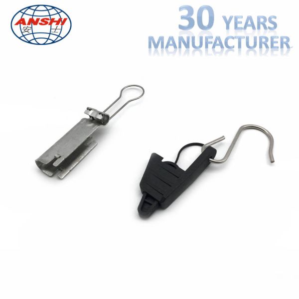 Quality FTTH Distribution Fiber Cable Accessories S Type Stainless Steel Fasteners Dead End Clamp for sale
