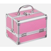 Quality Custom Aluminium Cosmetic Case Black Leather Lining Inside Makeup Vanity Box for for sale