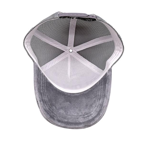 Quality Gray Suede Trucker Hat 3d Embroidered 5 Panel Mesh Cap for sale