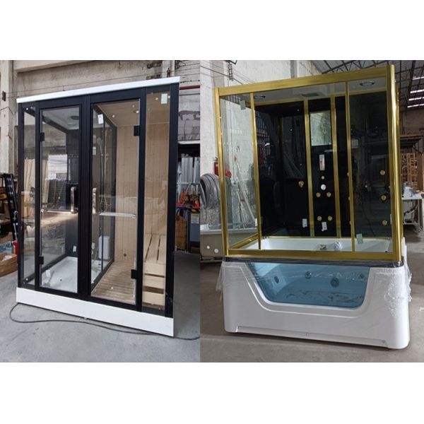 Quality Gold Frame Temp Adjustable Sauna Steam Room With Head Shower for sale