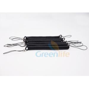 Quality Plastic Safe Black Color Coiled Key Lanyard With 2 PCS Cellphone Loop Strings for sale