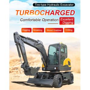 Quality Earthwork Hydraulic 7 Ton Wheeled Digger Clamshell Shovel Wheel Excavator For Engineering for sale