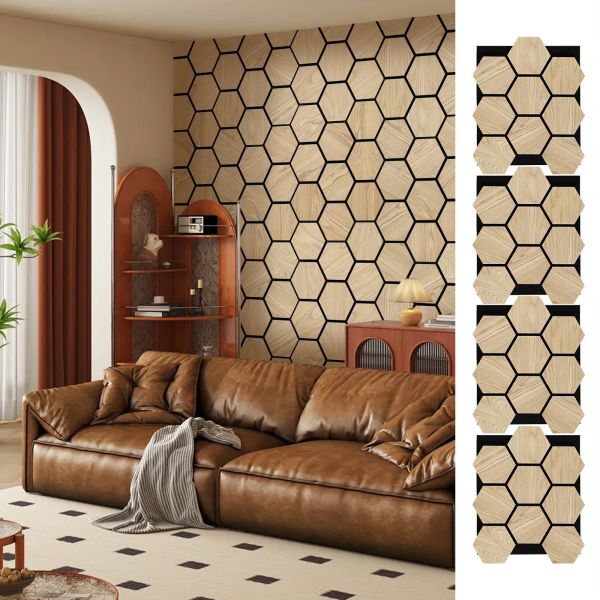 Quality Raw Wood Color PVC Veneer Hexagon Sound Proof Panels for sale